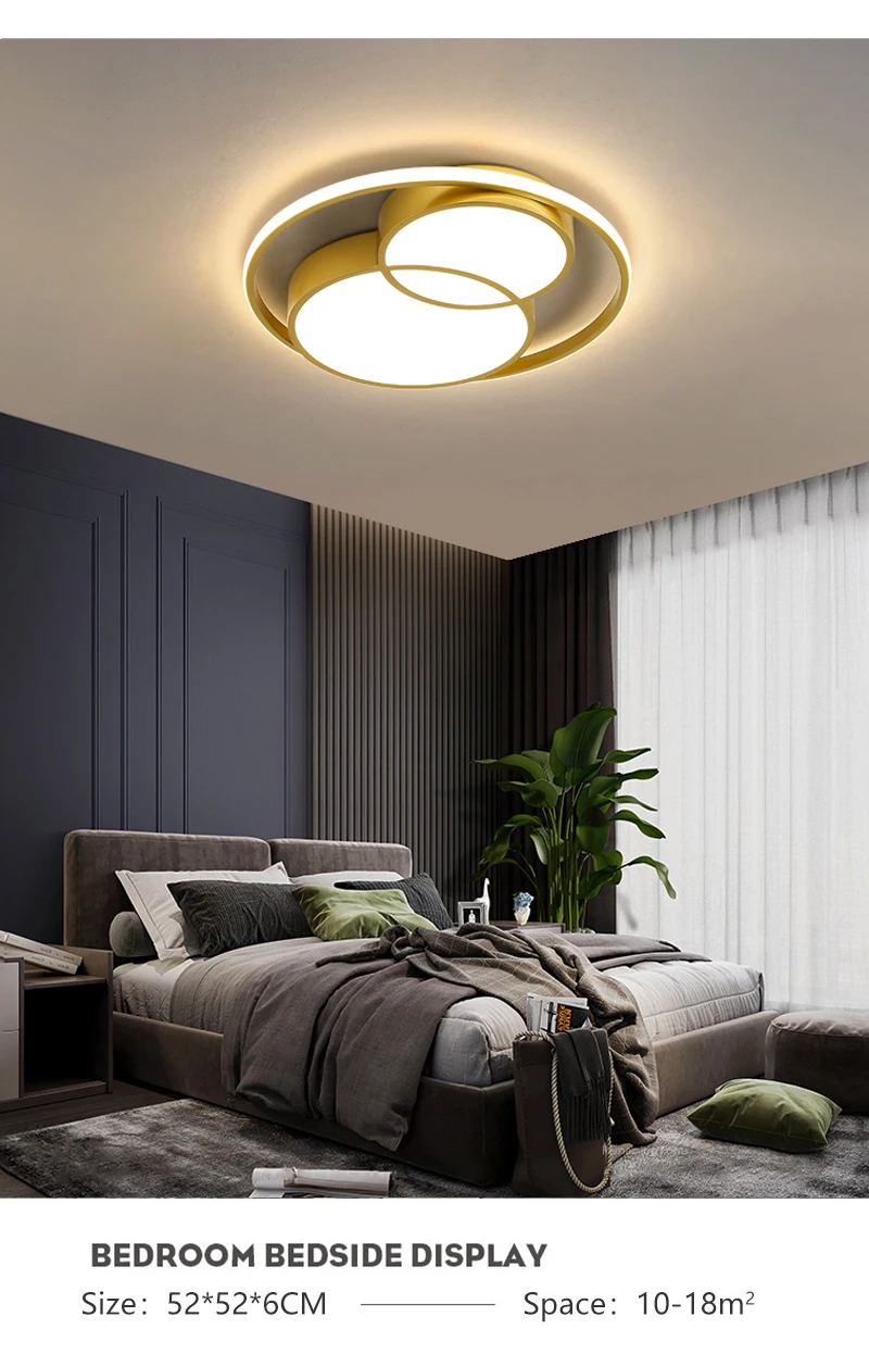Jjc Round Acrylic Simple Black Ceiling Lights For Bedroom Saloon ...