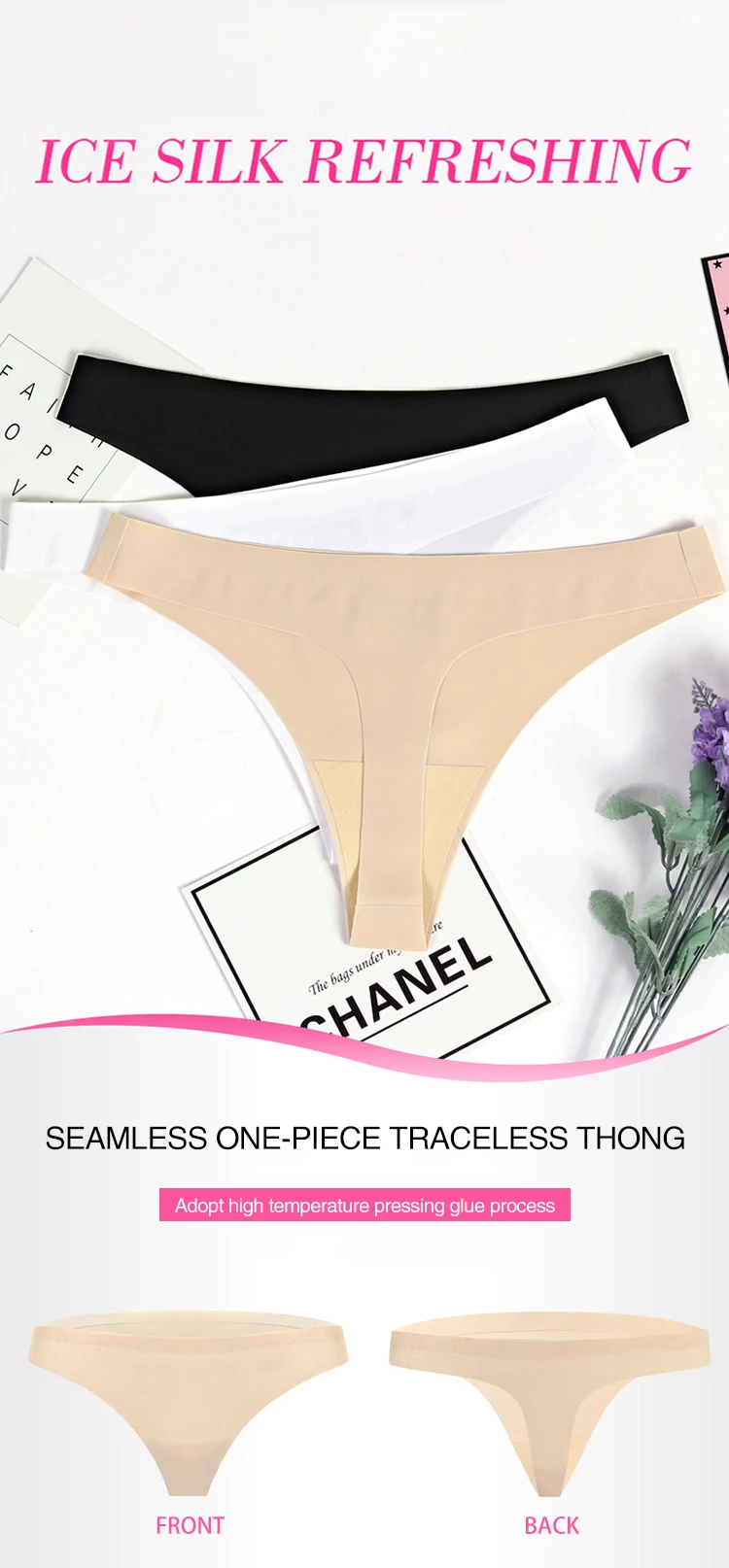 Shop High Quality Seamless T Back Bikini Panty Ice Silk