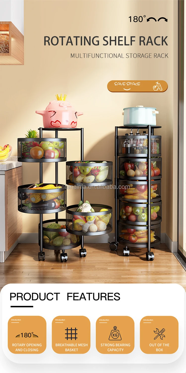 Organizer Storage Rack For Kitchen Shelves Storage Rotate Storage Rack ...