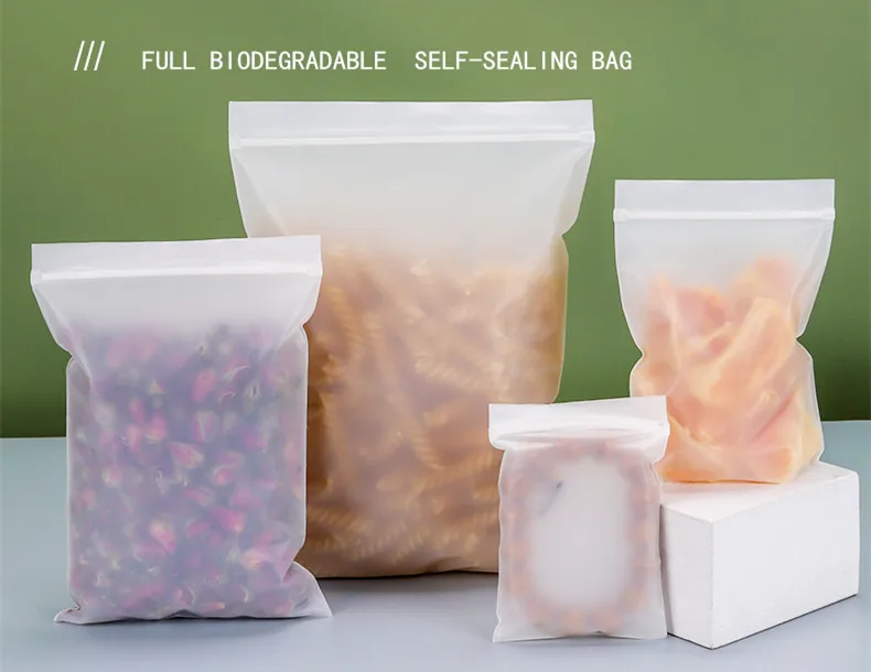 Biodegradable Compostable Pla+pbat Frosted Self Adhesive Bag Food Packaging Zipper Bag ...