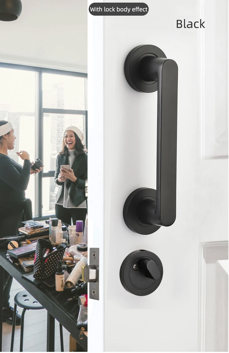 Modern Black Sliding Pull Handle Door Pull Single Side Door Lock Zinc ...