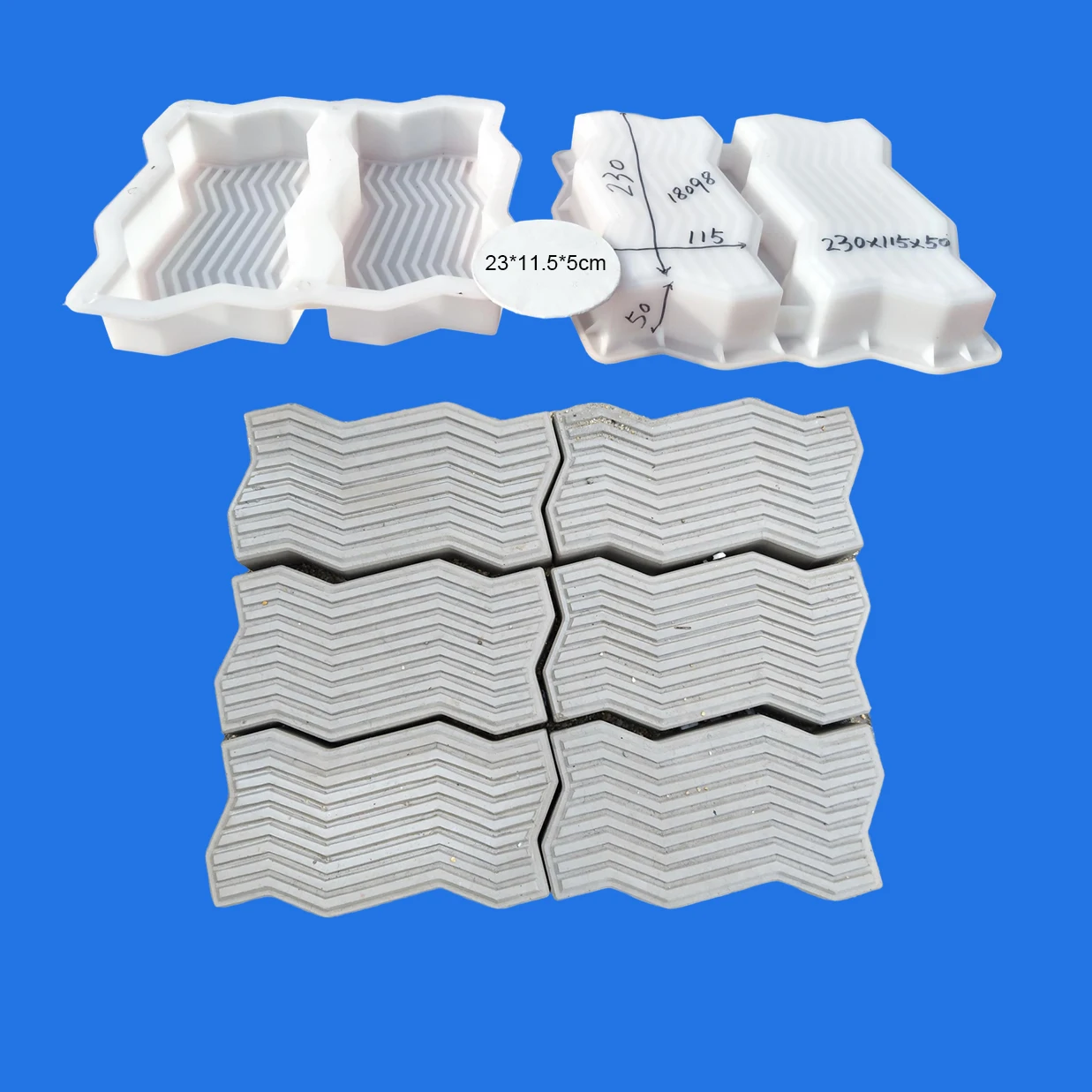 Plastic PVC Paver Block Mold - Durable Concrete Tile Molds