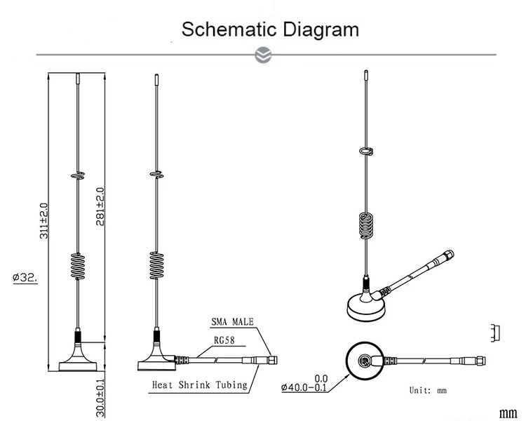 JCG024 Magnetic Base Antenna - High Gain 5dbi for 4G LTE