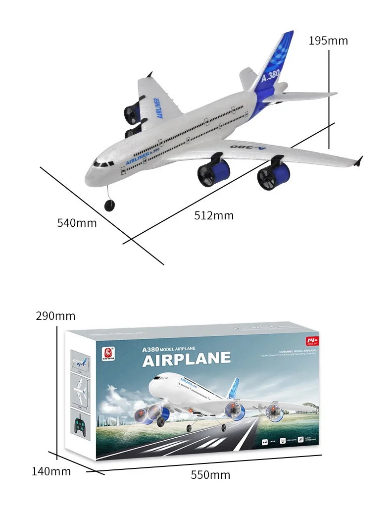 Aijh A380 3CH RC Airplane - Eco-Friendly EPP Material Fighter Plane ...