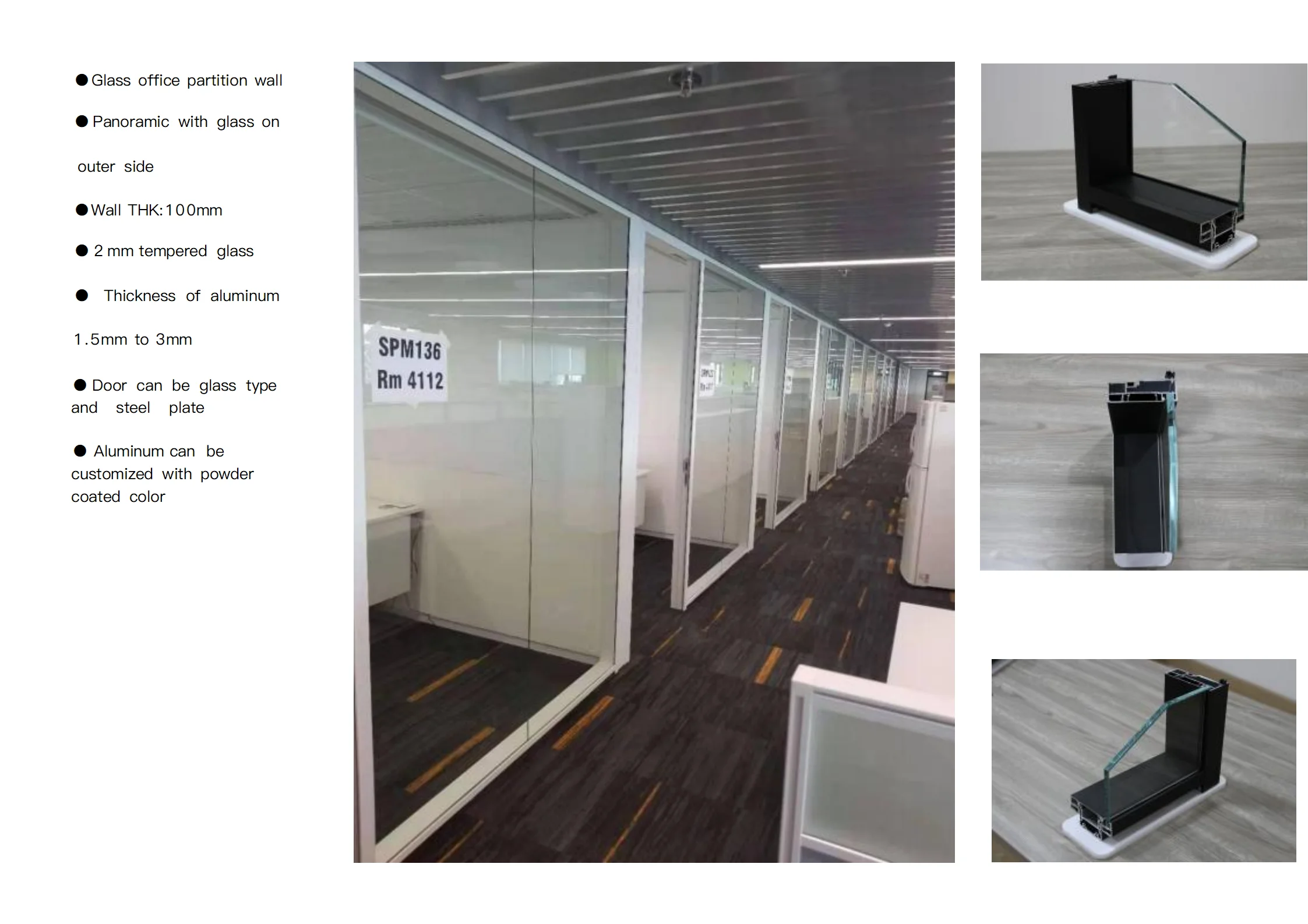 Single Glazed Demountable Space Divider Office Partition Wall Folding ...