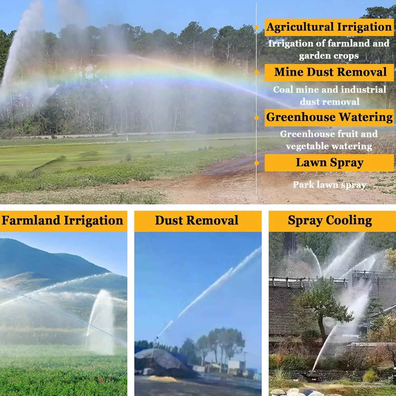 Double Vortex Turbine Worm Spray Impact Gun Sprinkler Irrigation