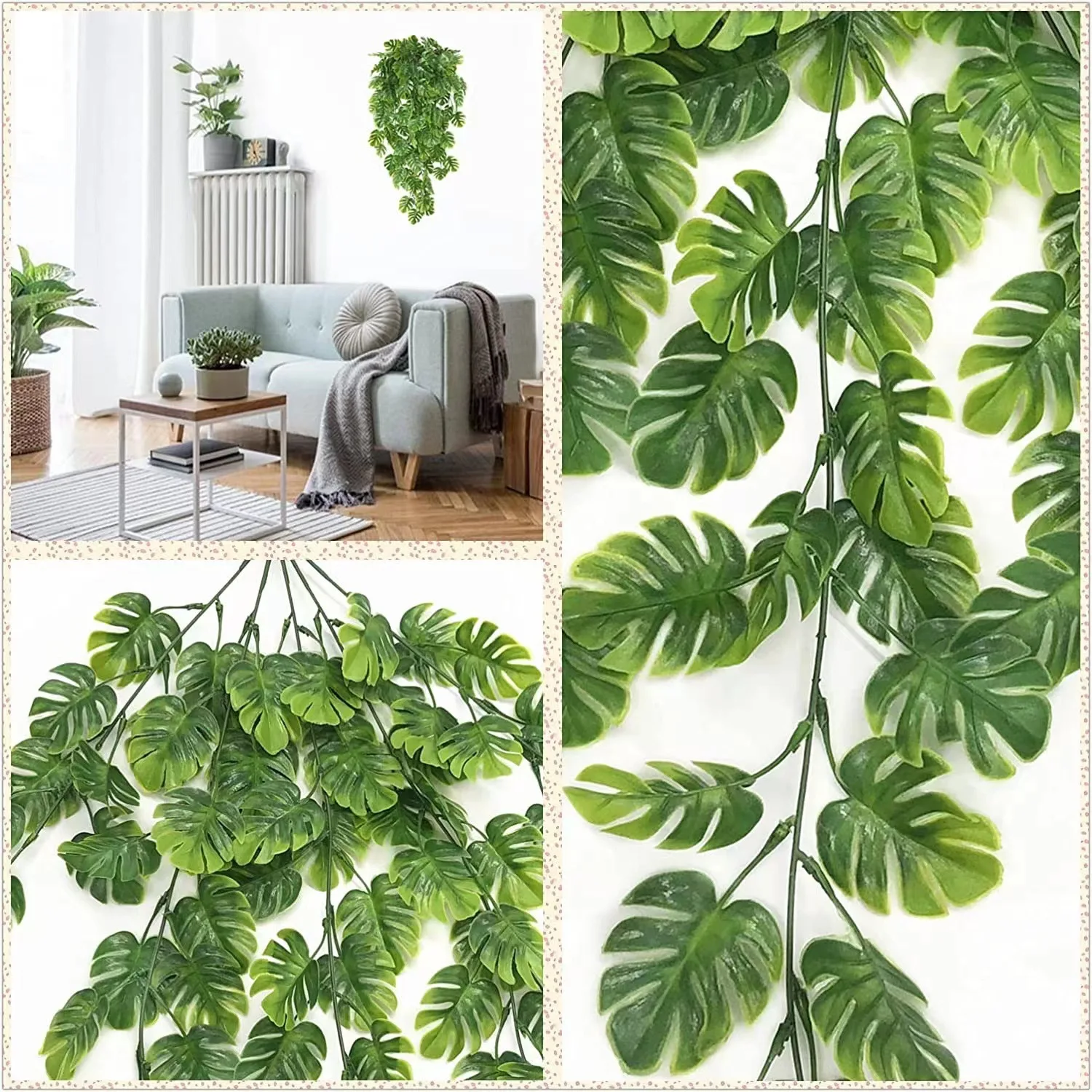 Artificial Leaf Plants Hanging Garland Ivy Vines for Home Garden Office ...