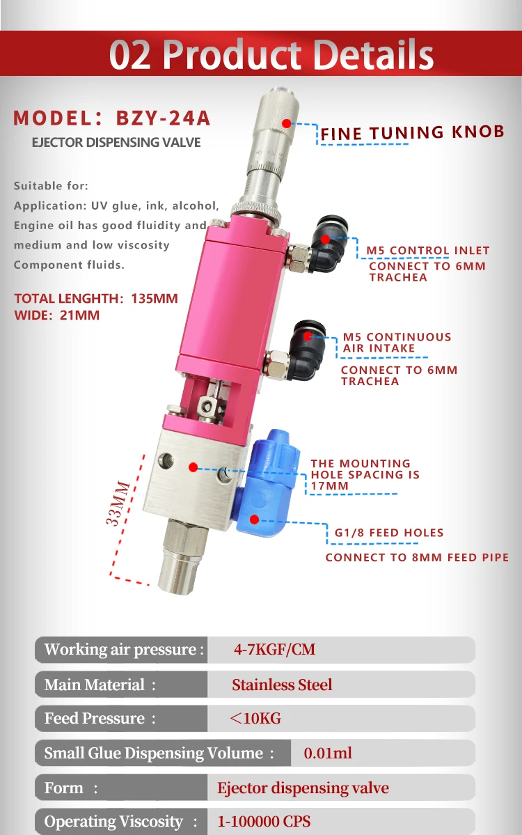 Bzy-24a Striker Type Dispensing Valve High Precision Peek Seal Glue ...