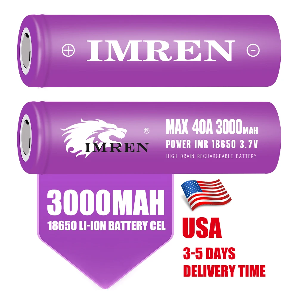 IMREN 18650 Battery - 3000mah, 30Q, 3.7V Rechargeable Cell
