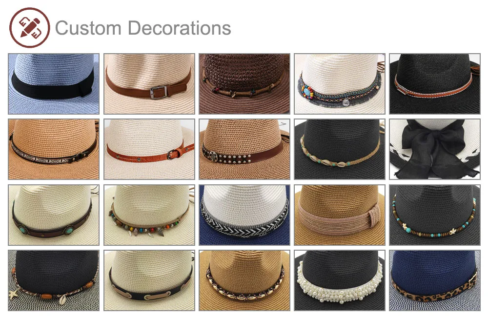Bulk Sombrero Woven Fishing Wide Brim Women's Panama Paper Straw Fedora ...