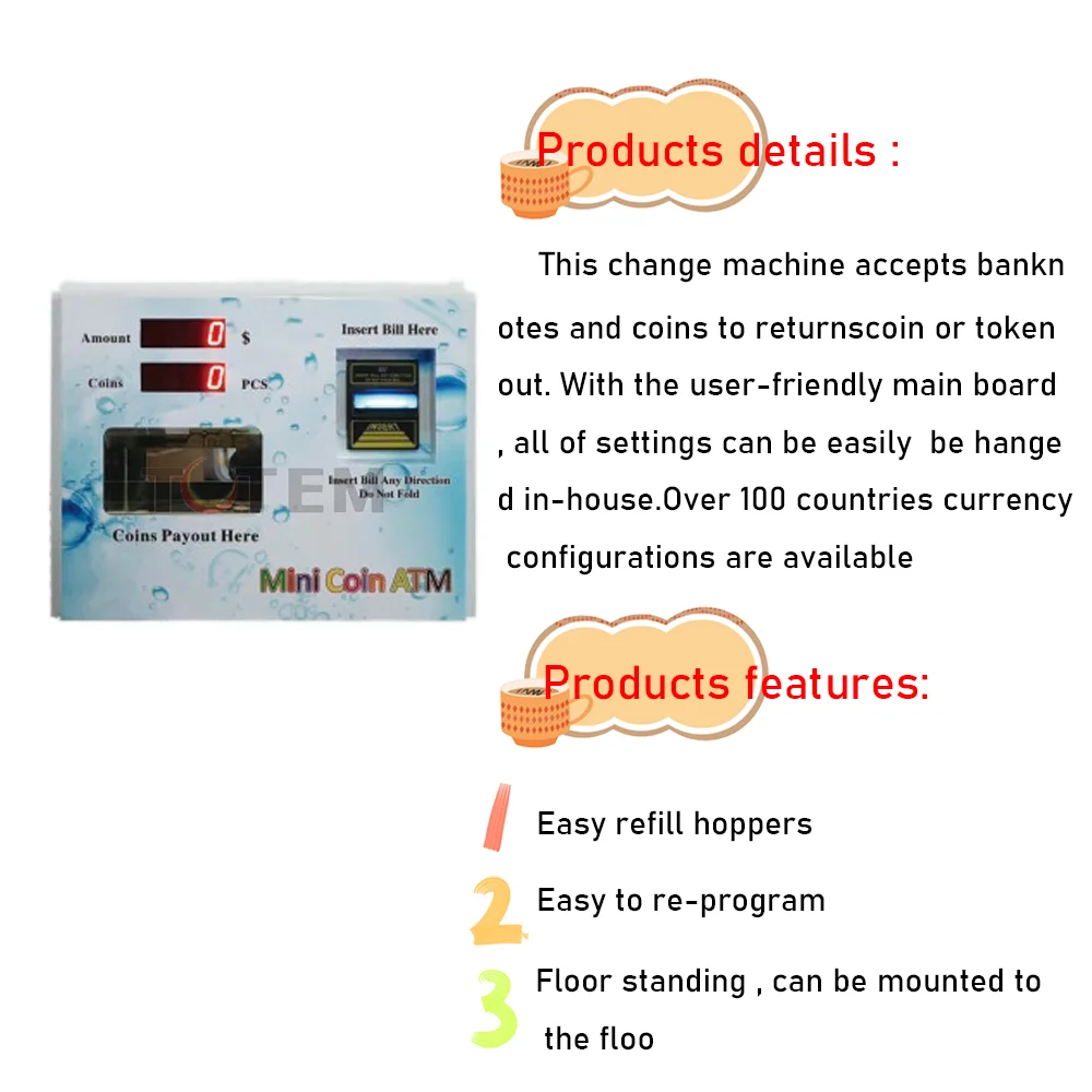 Coin Exchange Machine Coin Changer with BV10 Exchange Bill to Coin for ...