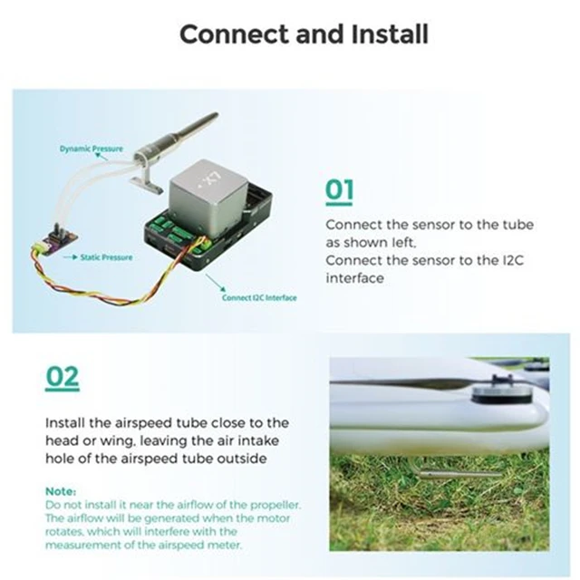 Cuav Ms5525 Airspeed Sensor Pixhawk With Pitot Tube 0.84pa Digital ...