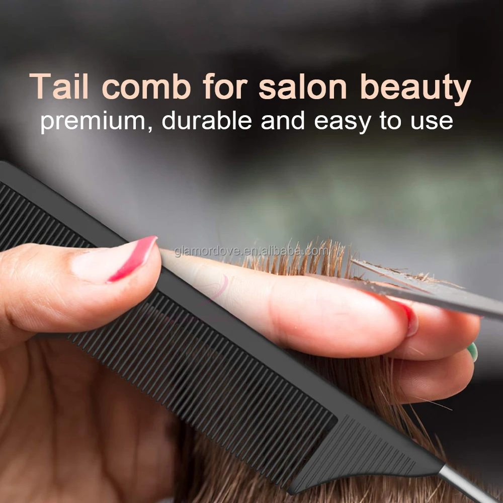 Professional Hair Rat Tail Comb Carbon Fiber Parting Rattail Teasing ...
