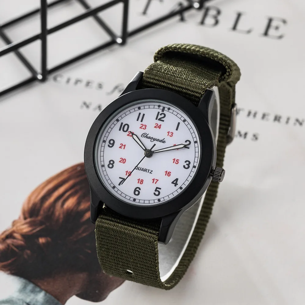 2024 Casual Mens Watch Nylon Strap Frosted Alloy Quartz Watches Dual ...