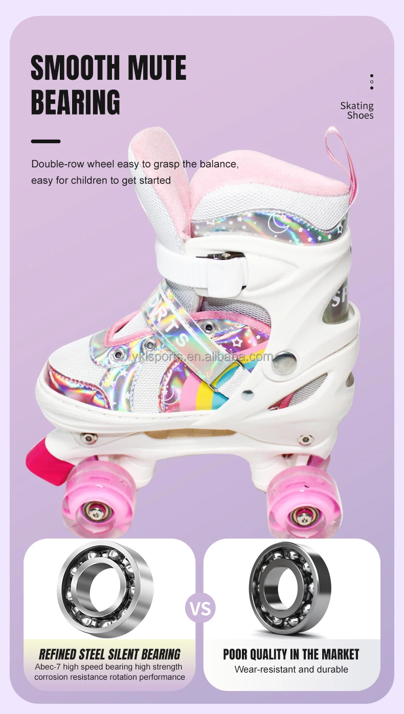 Quad Roller Skate 4 Wheel Quad Roller Skates For Girls Flashing Roller ...