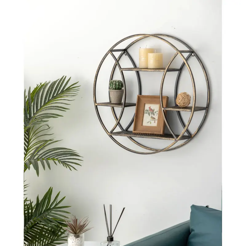 High Quality Bedroom Storage Decorative Round Wall Shelf Bookshelf ...