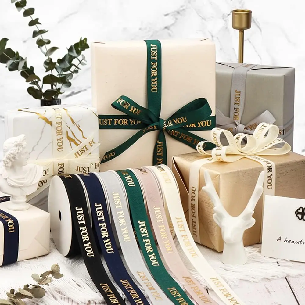 Custom Gold Foil 3d Embossed Printed Gift Polyester Satin Ribbon With ...