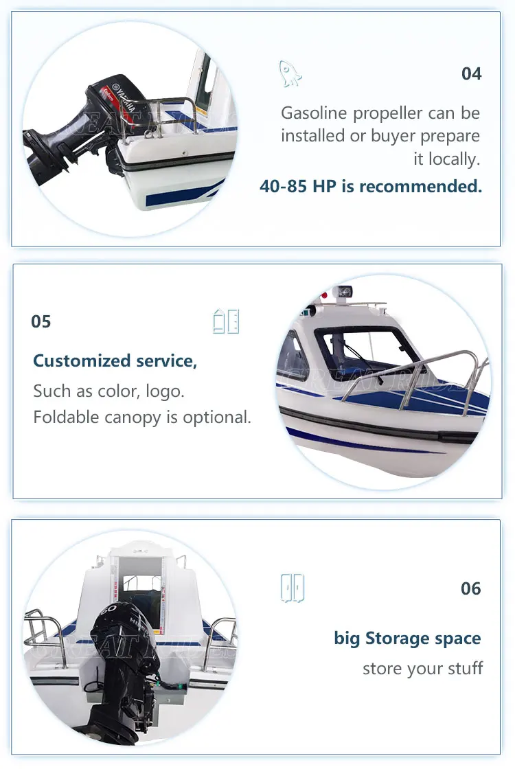 Factory Direct 5.9m Fiberglass Fishing Vessel Speed Boat 590 Full Cabin ...