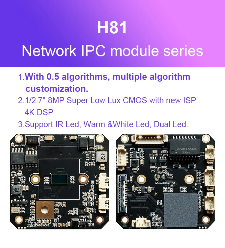 4K 8MP Starlight IP Camera Module - H81 Mstar SOC PCB Board
