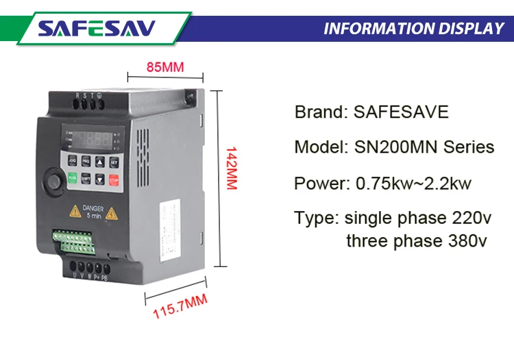 Safesav SN200MN 3 Phase AC Motor Soft Start Stop Compact Cabinet Built ...