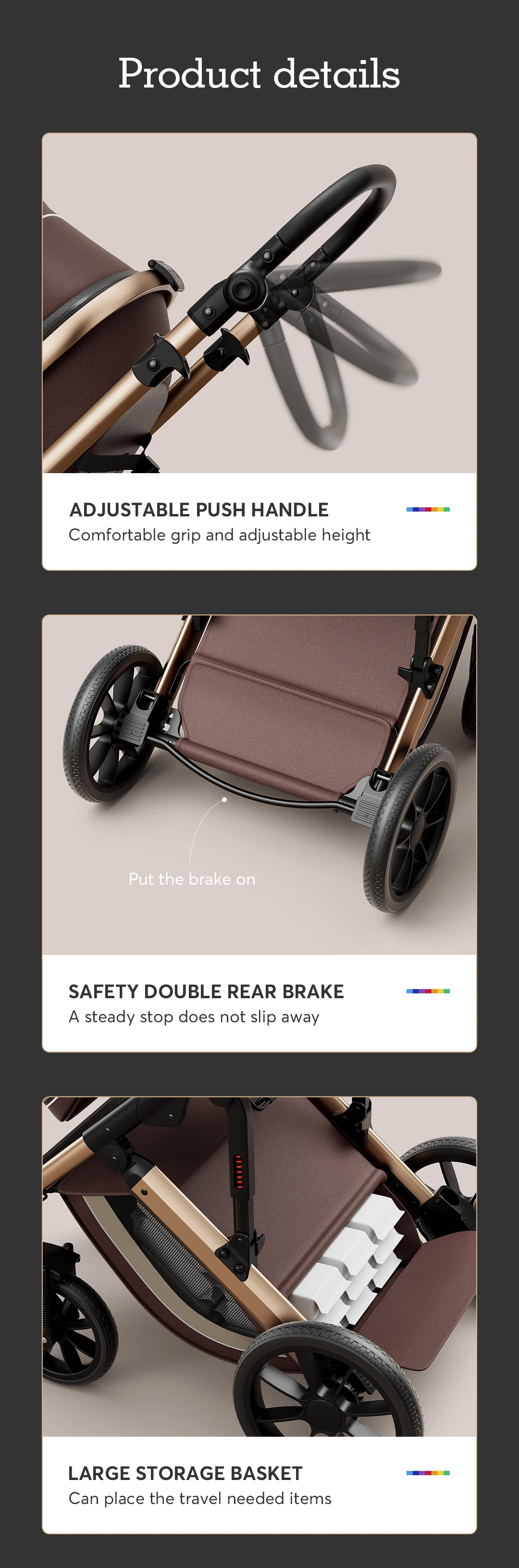 New Design 3 In 1 Folding Baby Stroller High Landscape Stroller With ...