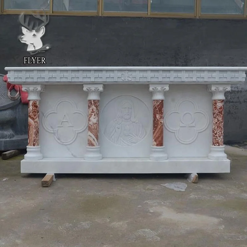 Hand Carved Christian White Marble Altar Table for Churches