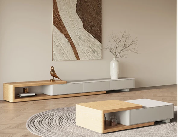 Modern Wood Extendable Tv Stands Cabinet Living Room Rectangular Tv ...