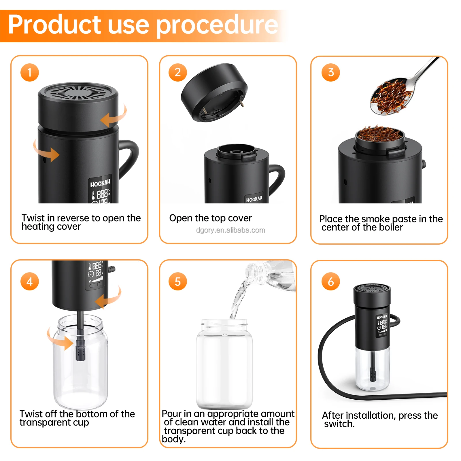 2025 Upgraded Shisha Smart Electric Rechargeable Portable Car Electronic Hookah Chicha Cup ...