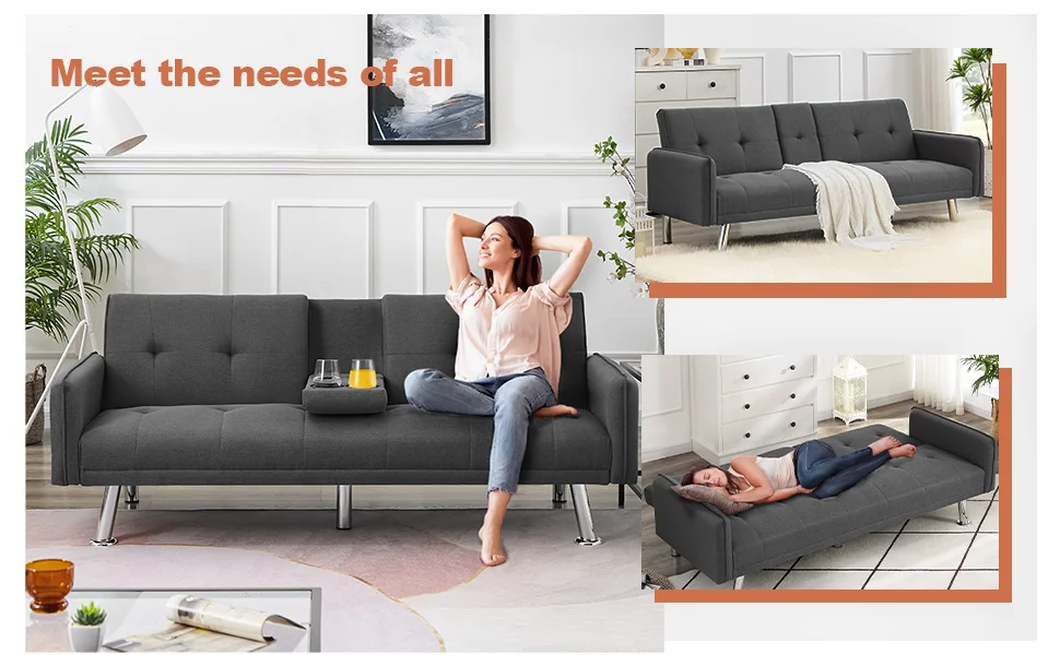 Foldable Corner Sofa Bed - Single Sleeper Couch Living Room