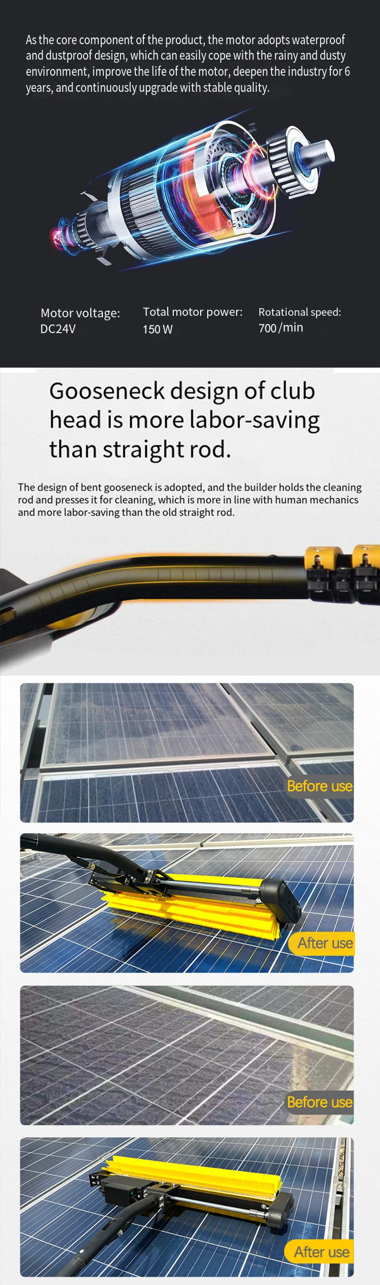 Photovoltaic Cleaning Solar Panel Robot 7.5m Cleaning Robot Solar Panel ...