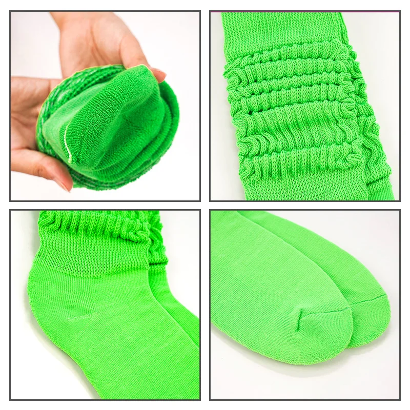 2023 Ladies Colorful Slouch Socks Embroidery Custom Logo Scrunch Socks ...