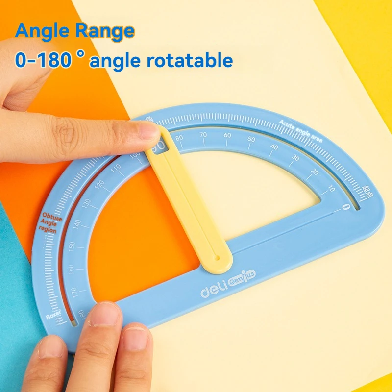 Deli 74365 Blue Protractor Set - 144pcs for Students & Drafting ODM