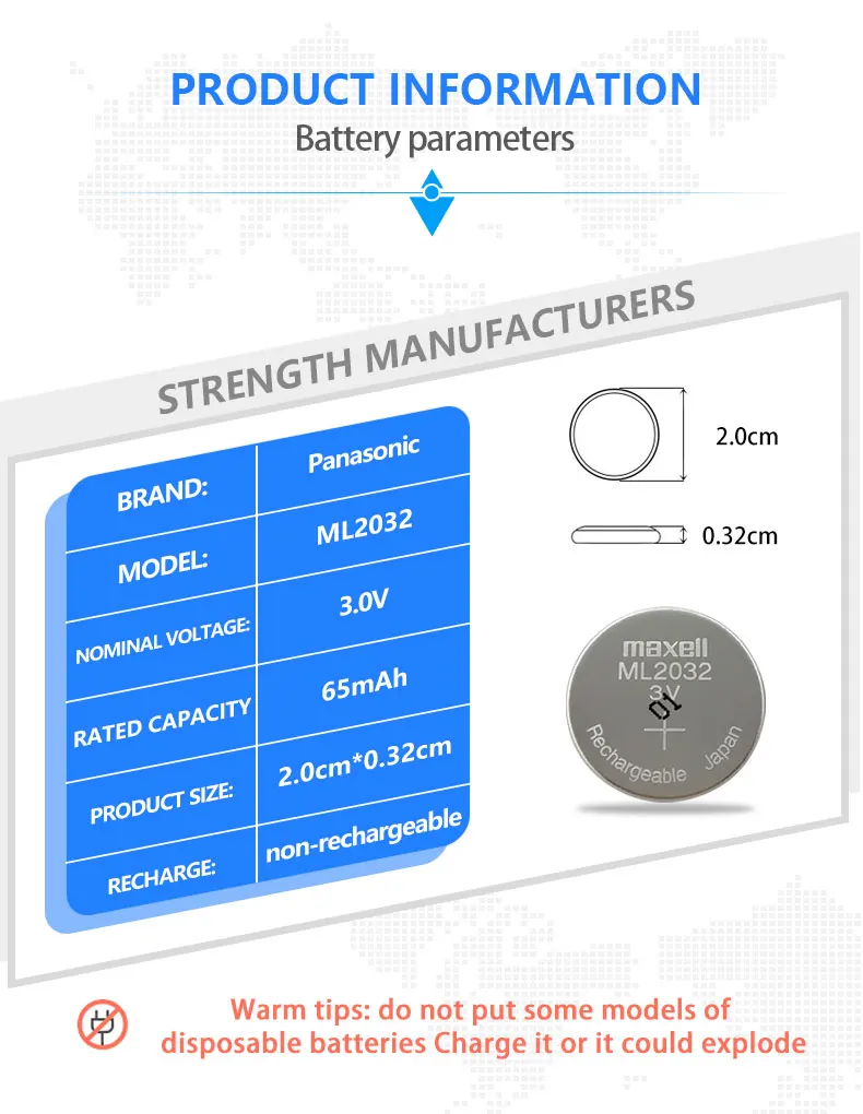 Maxell Ml2032 3v Rechargeable Button Cell Battery For Smart Devices Motherboard - Buy Maxell ...