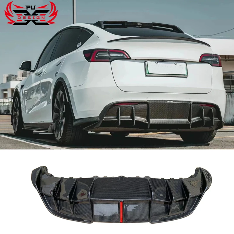 For Tesla Model Y Body Kit Dry Carbon Fiber Rear Diffuser Rear Bumper ...