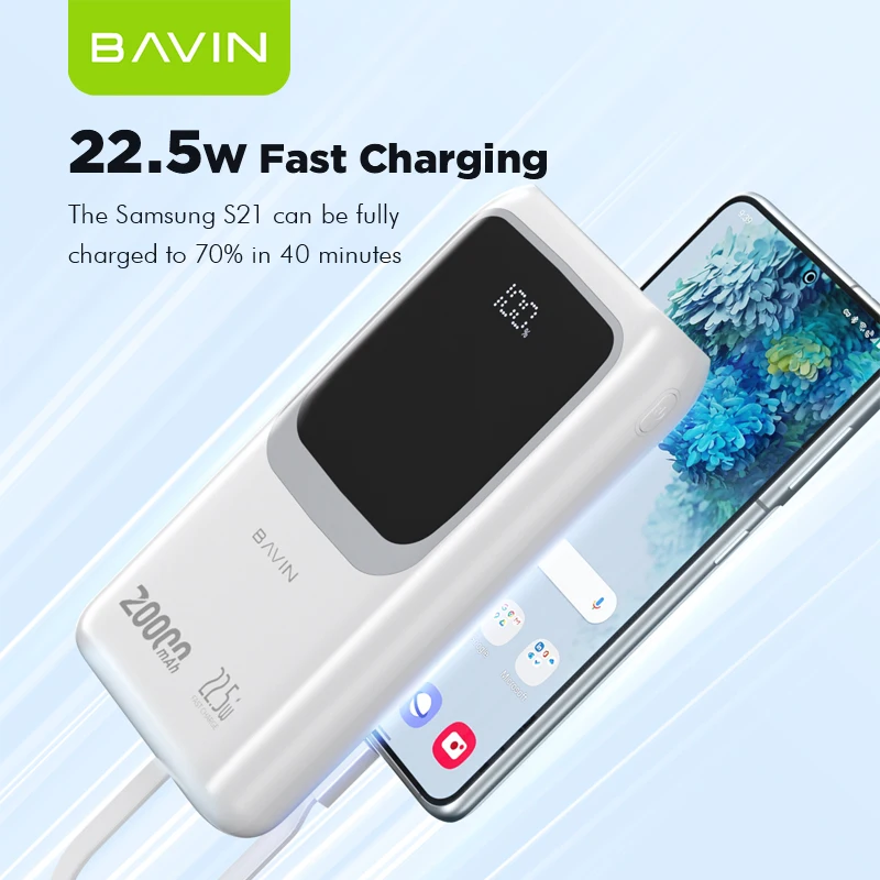 BAVIN 20000mAh Power Bank - Fast Charging Portable Charger with LED ...