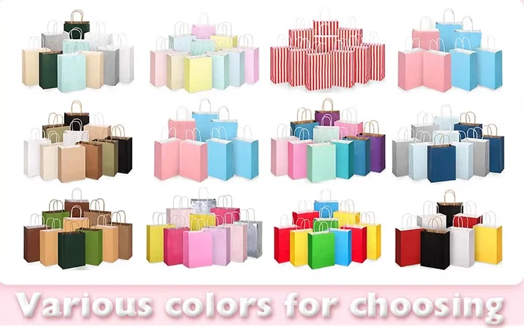 10 Unique Colors Biodegradable Small Boutique Colored Paper Kraft Gift ...