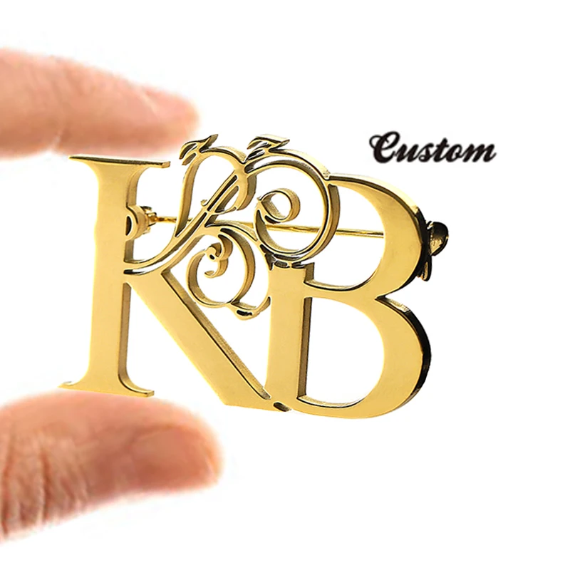 Custom Metal Gold Silver Blank Alphabet Letter Badge Magnet Initial ...