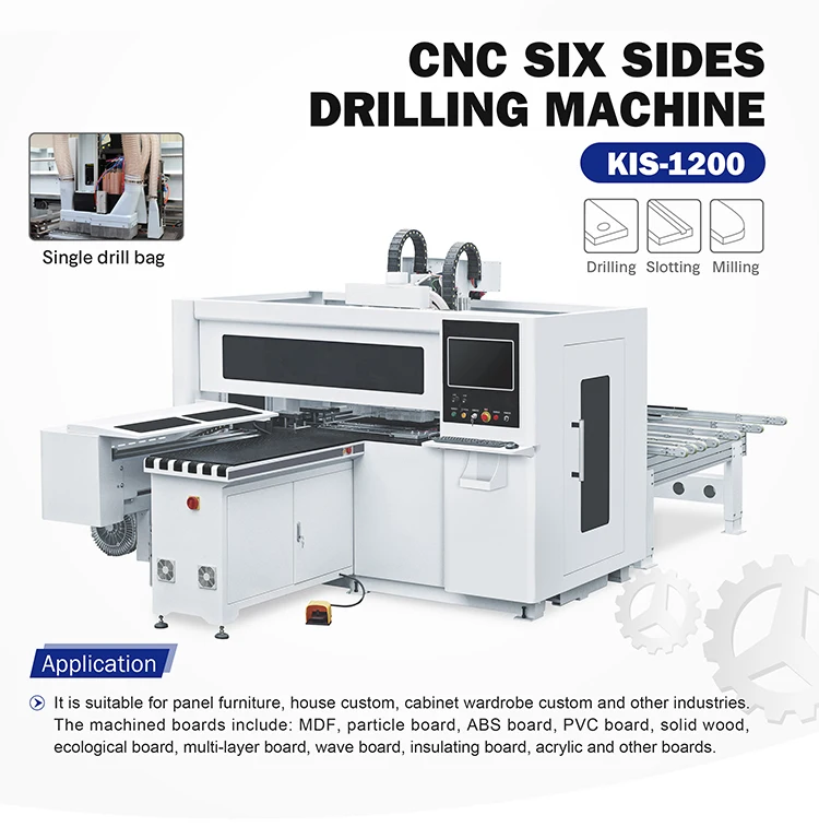 Kis-1200 Six Side Hole Drilling Cnc Machine For Wood Drilling Machine ...