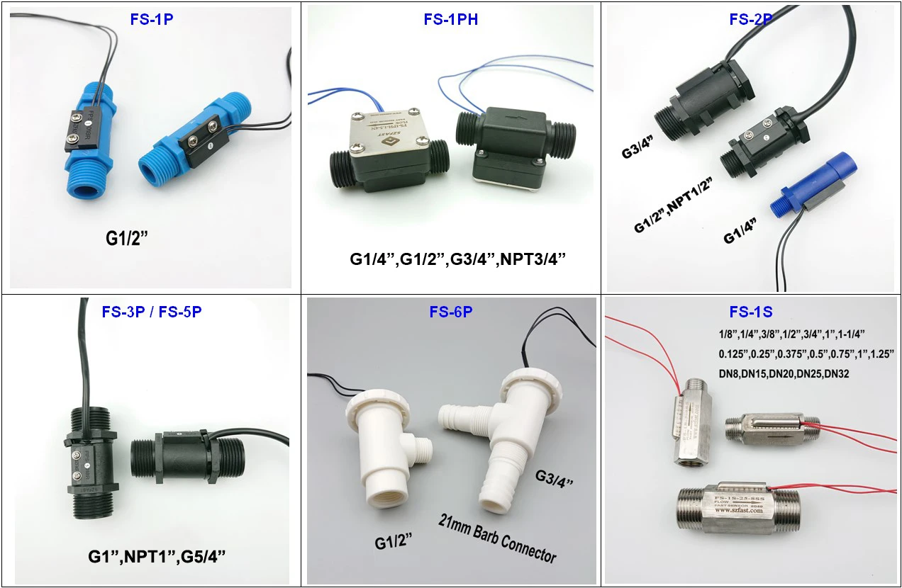 Horizontal Direction Black Plastic Water Flow Switch Sensor