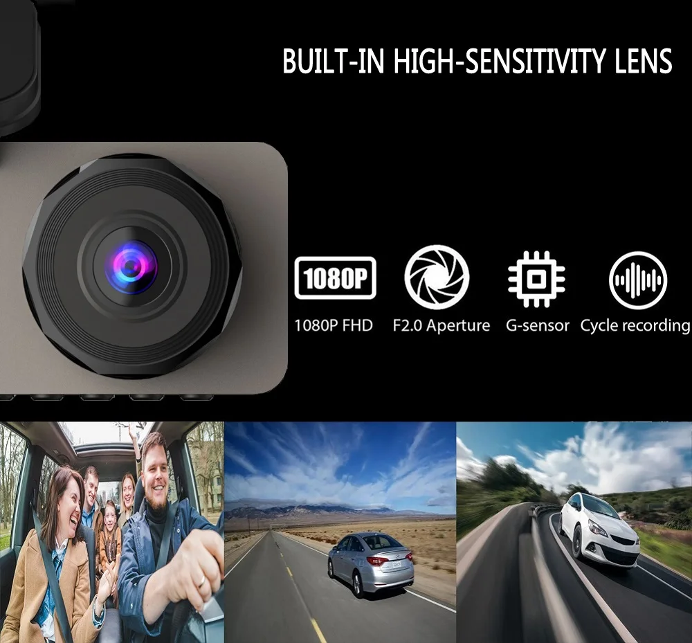 The New Car Video Recorder 3 Camera Dash Cam 1080p Vehicle Black Box ...