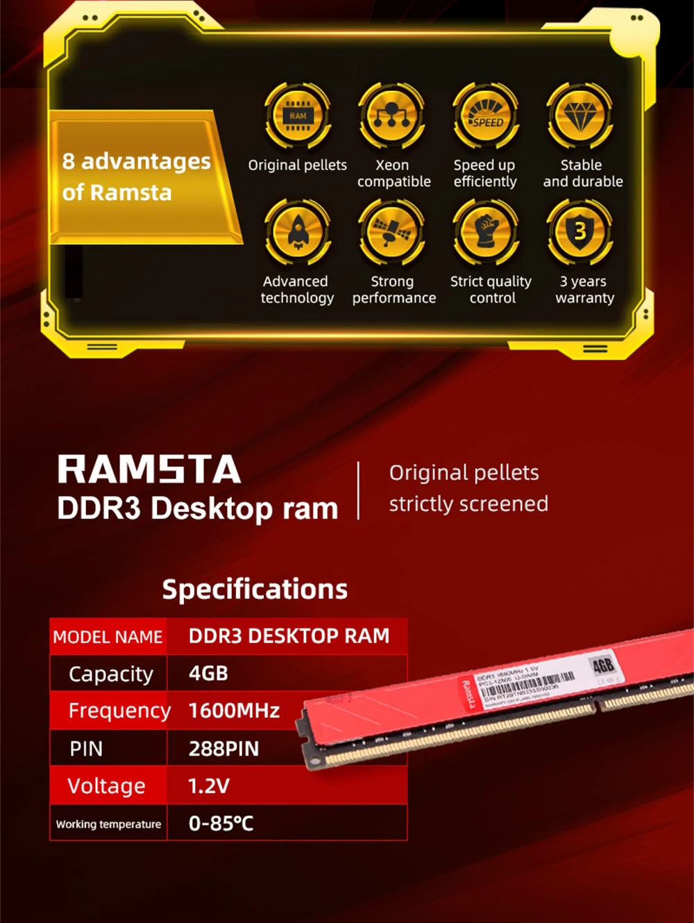 Computer Parts Ramsta Ram Ddr3 Ddr4 4gb 8gb 16gb 32gb Memoire Ram For ...