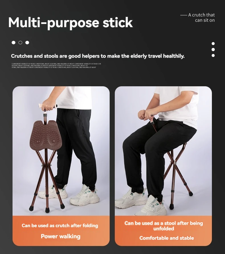 Elderly Walking Stick Four-legged Multifunctional Walking Stick Stool ...