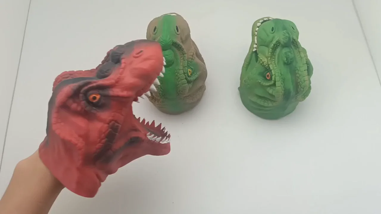 Soft Cute Rubber Dinosaur Hand Puppet Toy Custom Funny Dinosaur ...