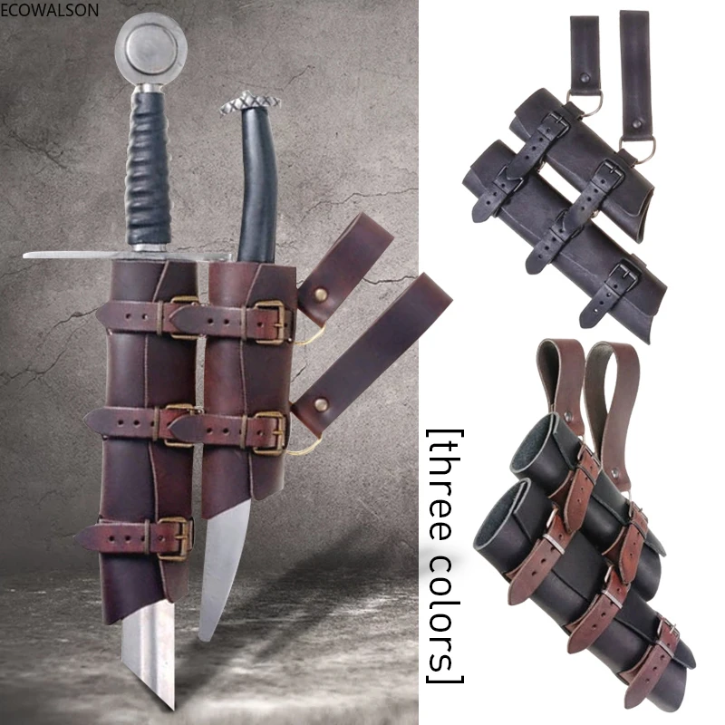 Medieval Double Sword Sheath Scabbard Leather Sword Waist Belt Vintage ...
