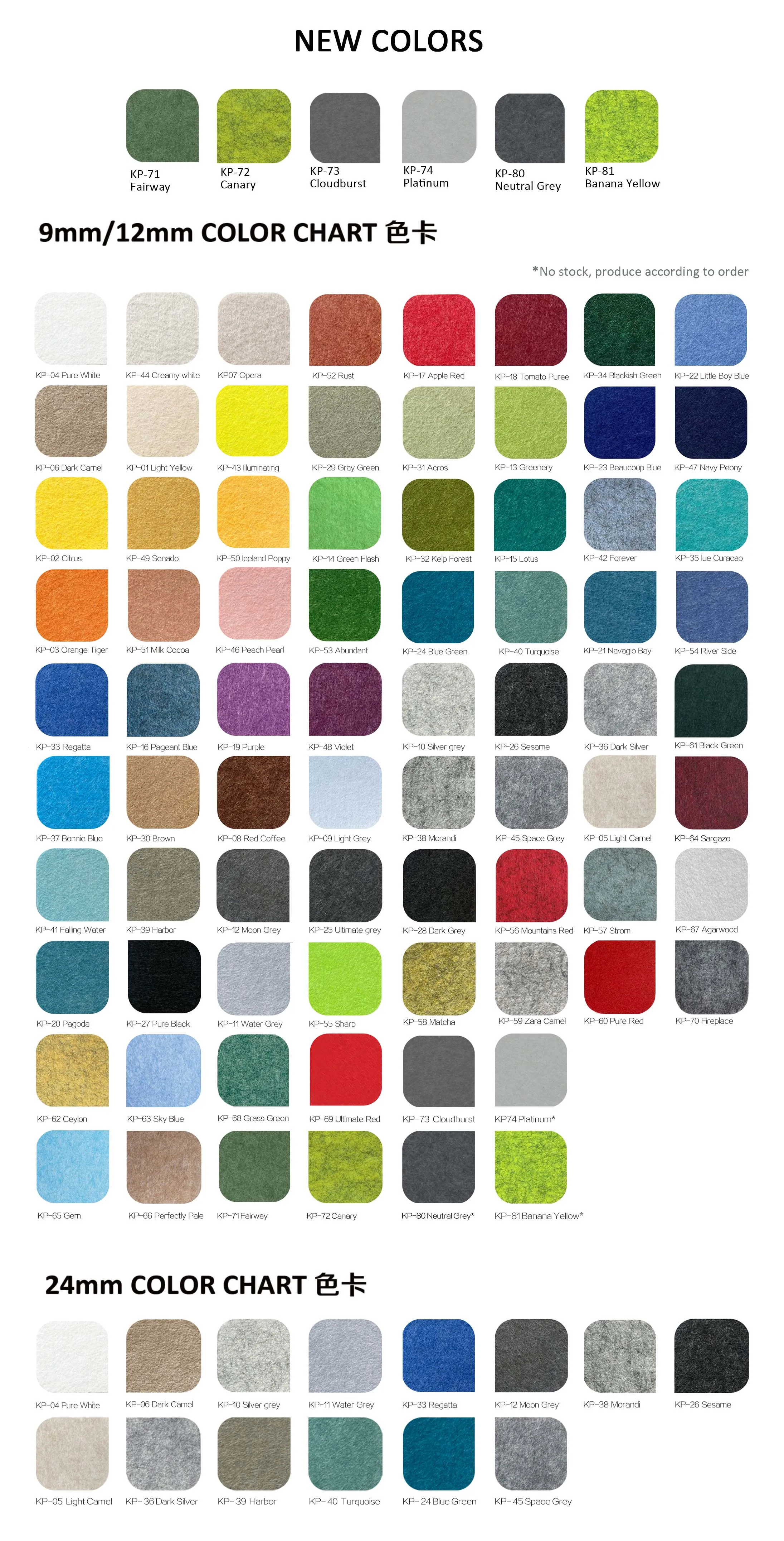 Kingkus Polyester Acoustic Panels - 76 Colors & 12mm Thick