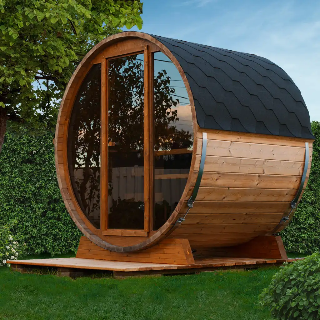 Traditional Outdoor Steam Barrel Sauna Room Popular Panorama Window ...