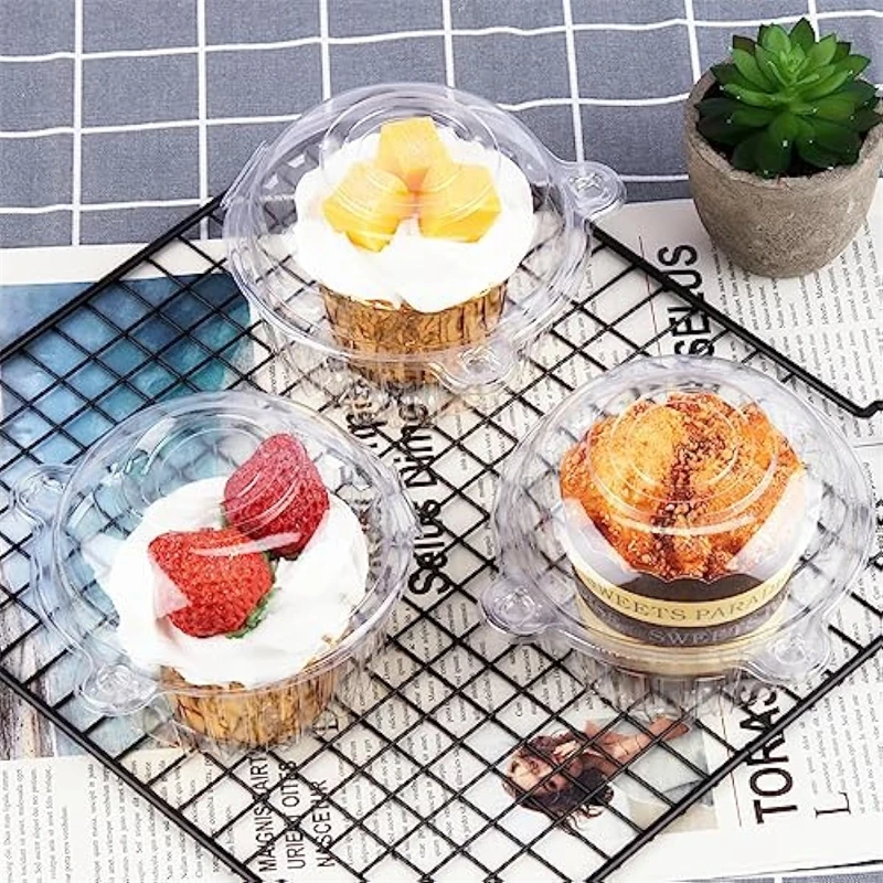 Custom Round Clamshell Stackable Deep Dome Cupcake Carrier Plastic ...