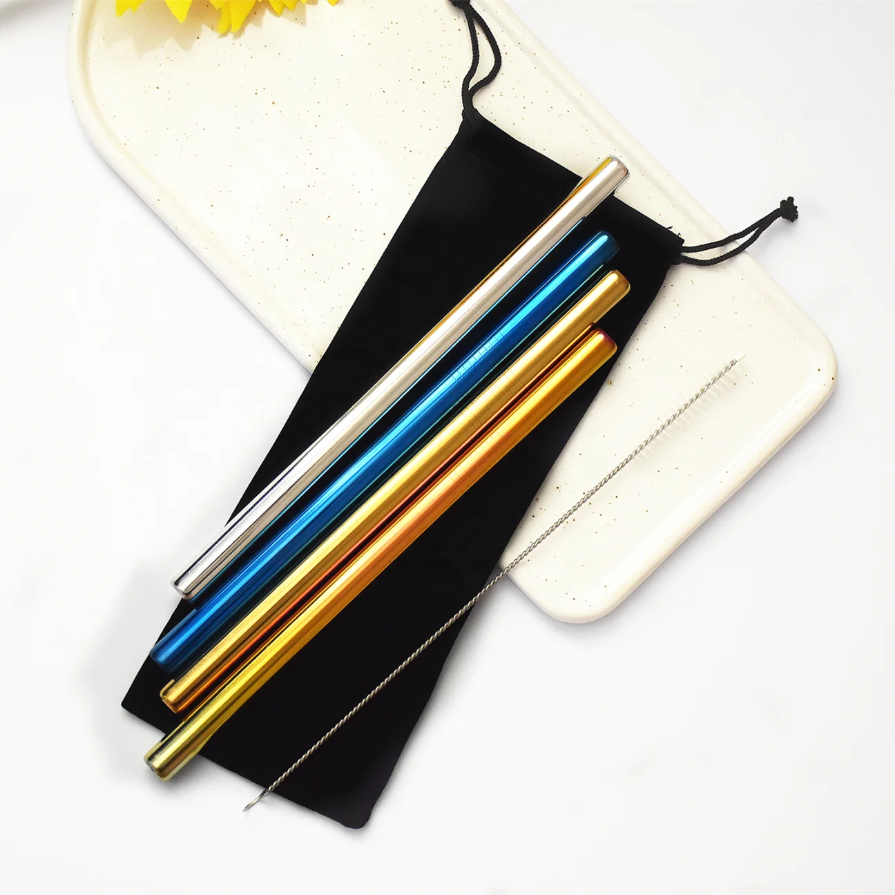 Retractable Bubble Tea Metal Straw Collapsible Stainless Steel Drinking ...