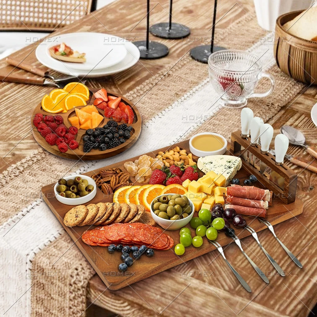 Walnut Wood Charcuterie Boards Set, Large Cheese Board Set | Homex_BSCI ...