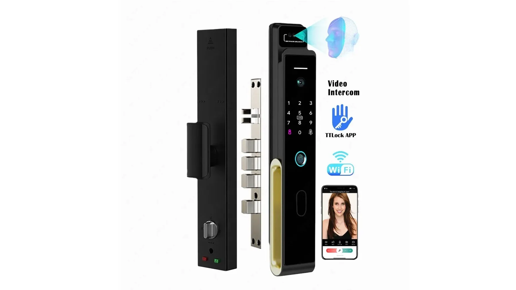 Biometric 3d Face Recognition Digital Smart Door Lock With Wifi Camera ...